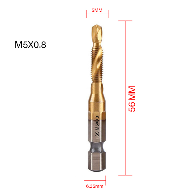 1/6Pcs Tap Drill Bit Set Hex Shank Plated Screw Thread Bit Screw ...