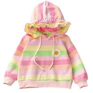 URMAGIC Kids Girl Rainbow Hoodies Jacket Zip Up Casual Hooded Long ...