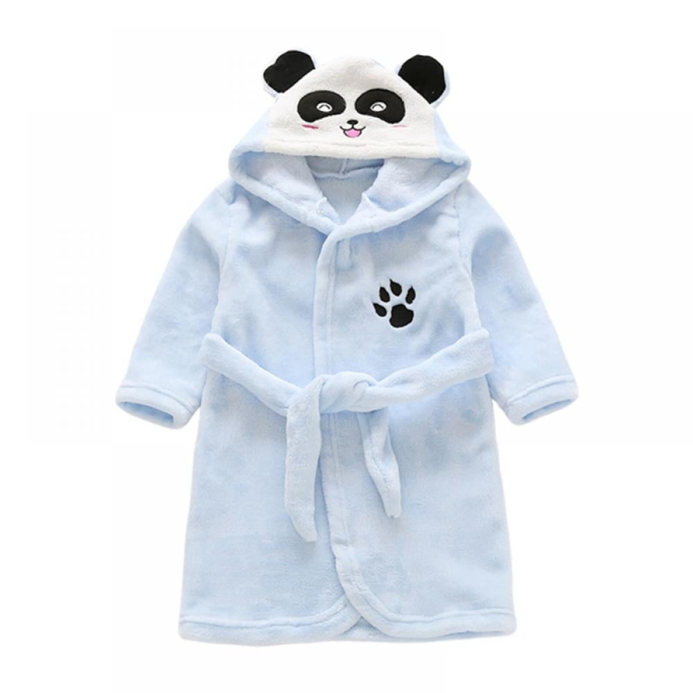 1-6Y Kids Cute Animal Cartoon Hooded Bathrobe Toddler Flannel Bath ...