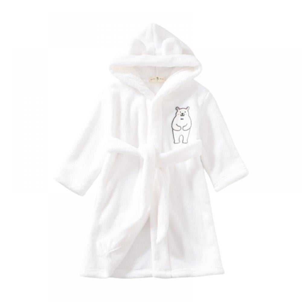 1-6Y Kids Cute Animal Cartoon Hooded Bathrobe Toddler Flannel Bath ...