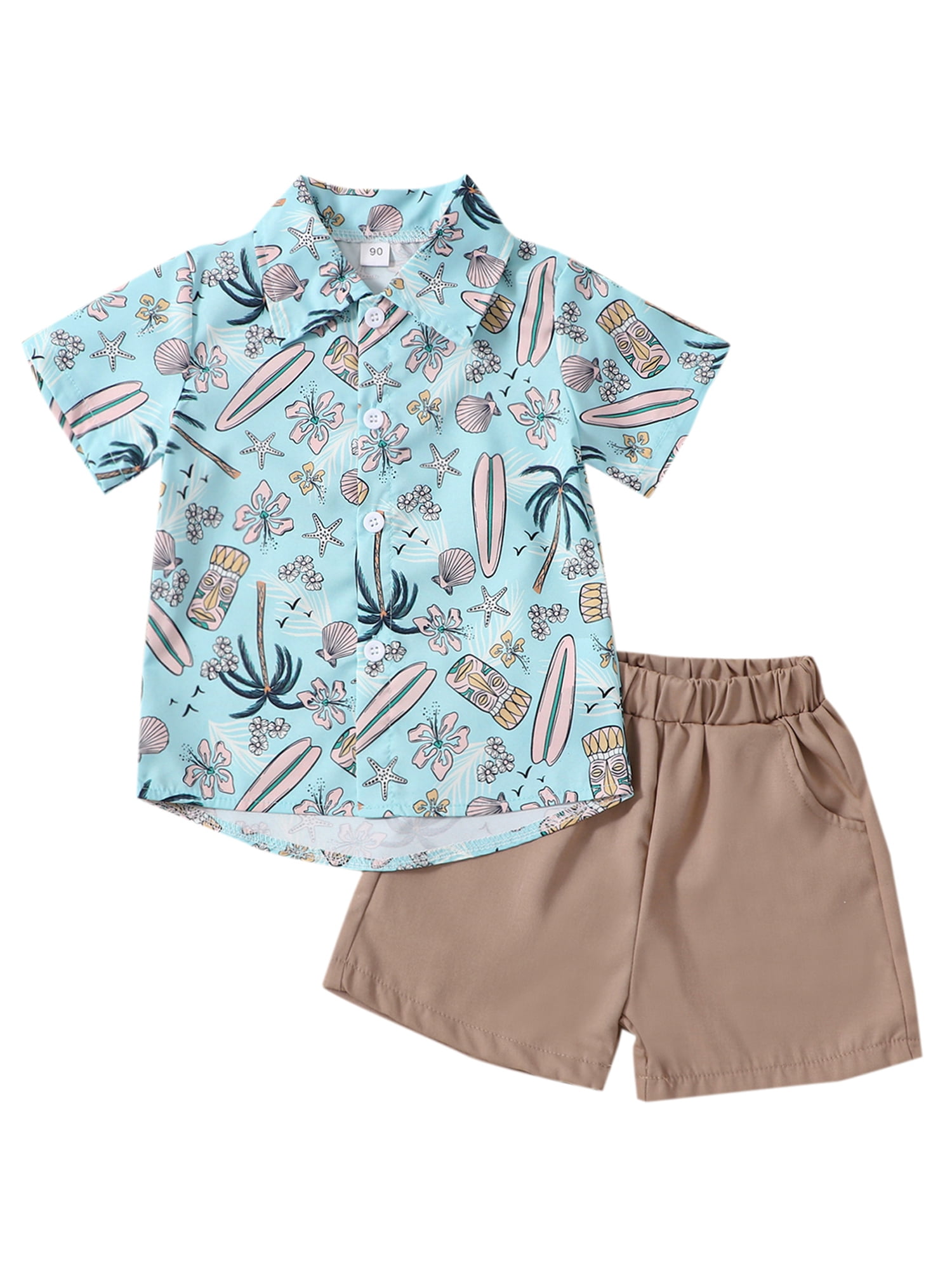 1-6Years Kid Toddler Baby Boy Shorts Set Outfits Button Down Hawaiian ...