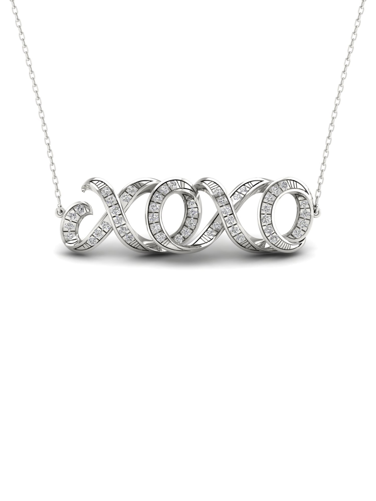 1 6ct TDW Diamond Sterling Silver Xoxo Necklace Women s White
