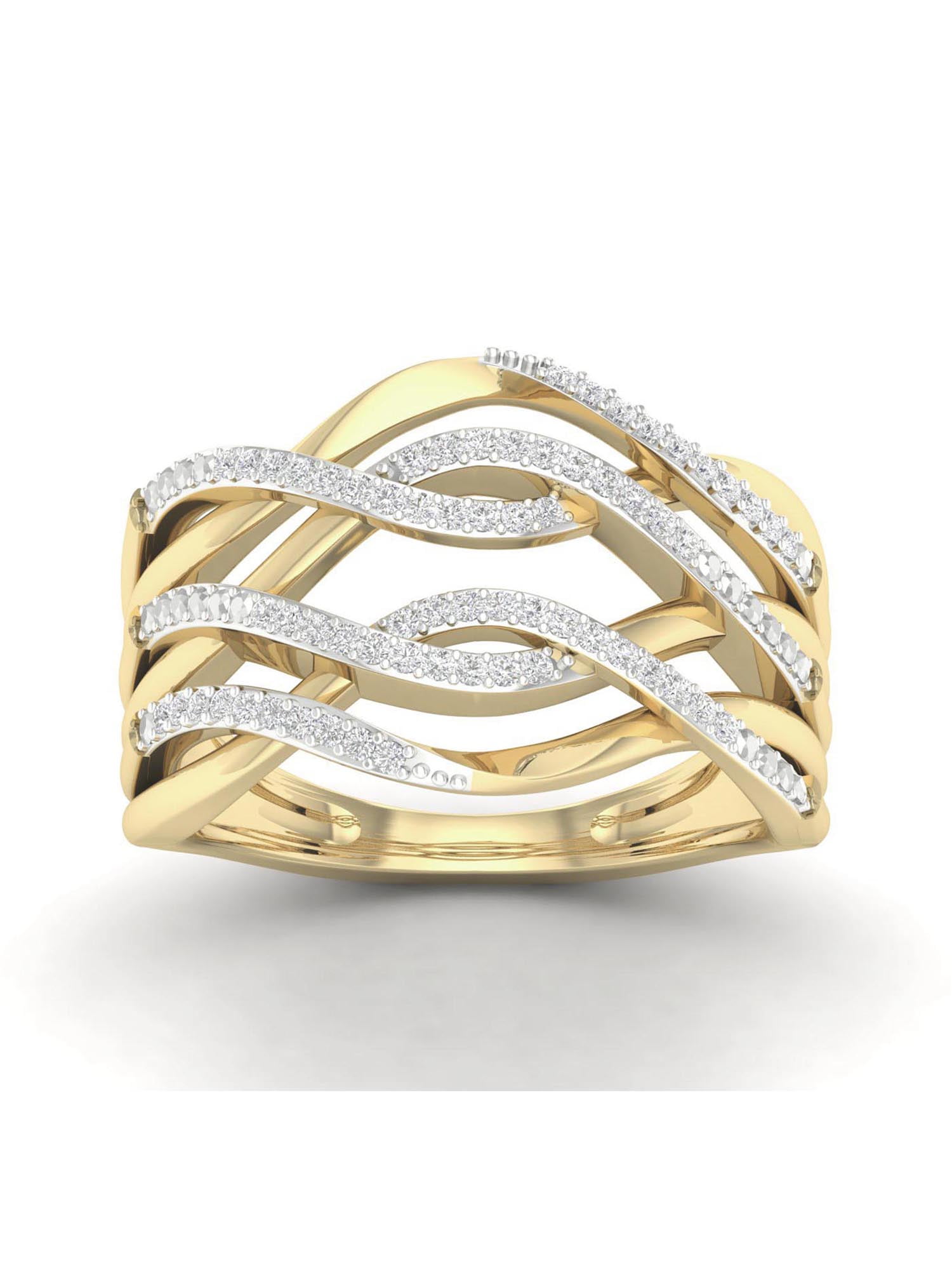 1/6ct TW Diamond 10K Yellow Gold Crossover Fashion ring - Walmart.com