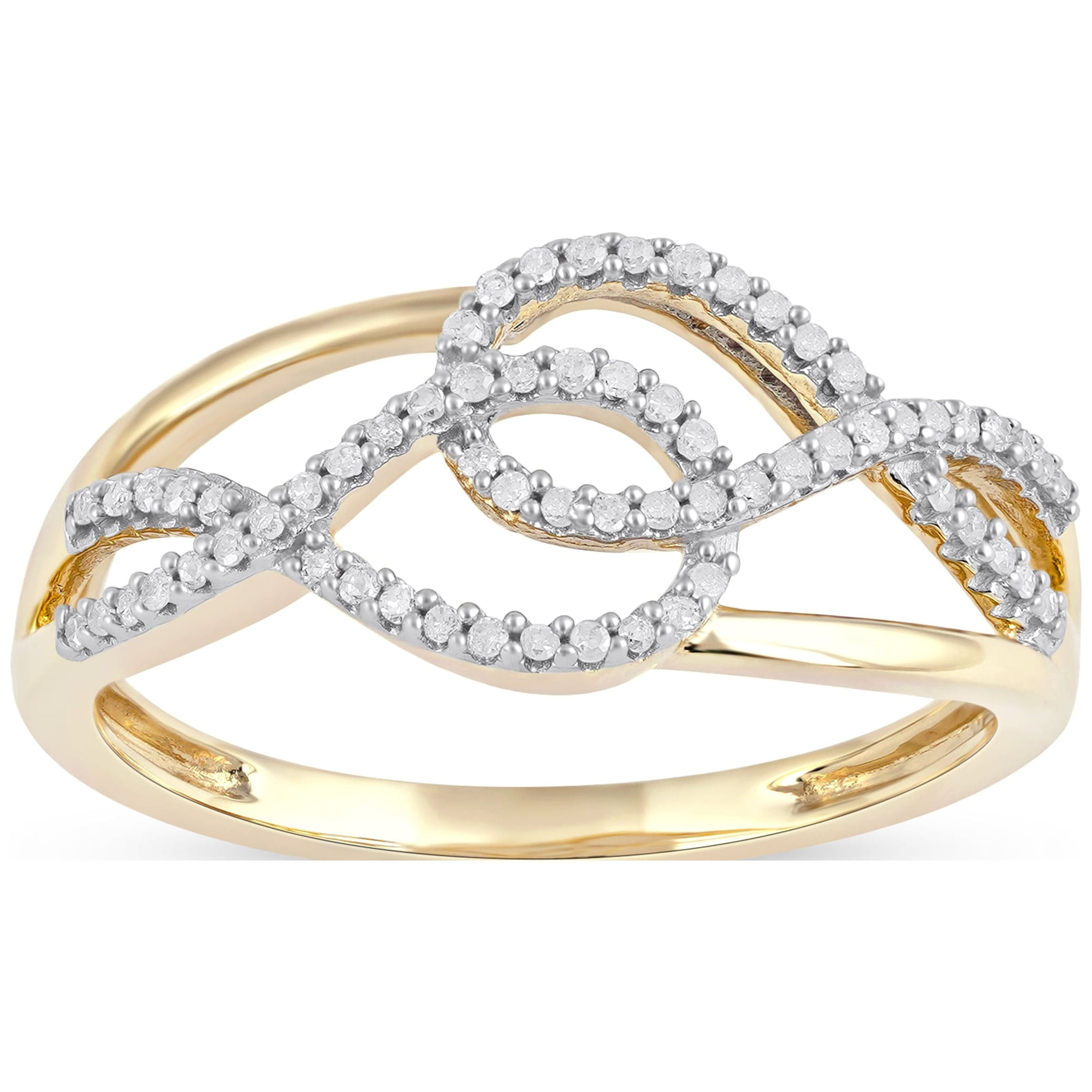 1/6ct TW Diamond 10K Yellow Gold Interlocking Loops Fashion ring ...
