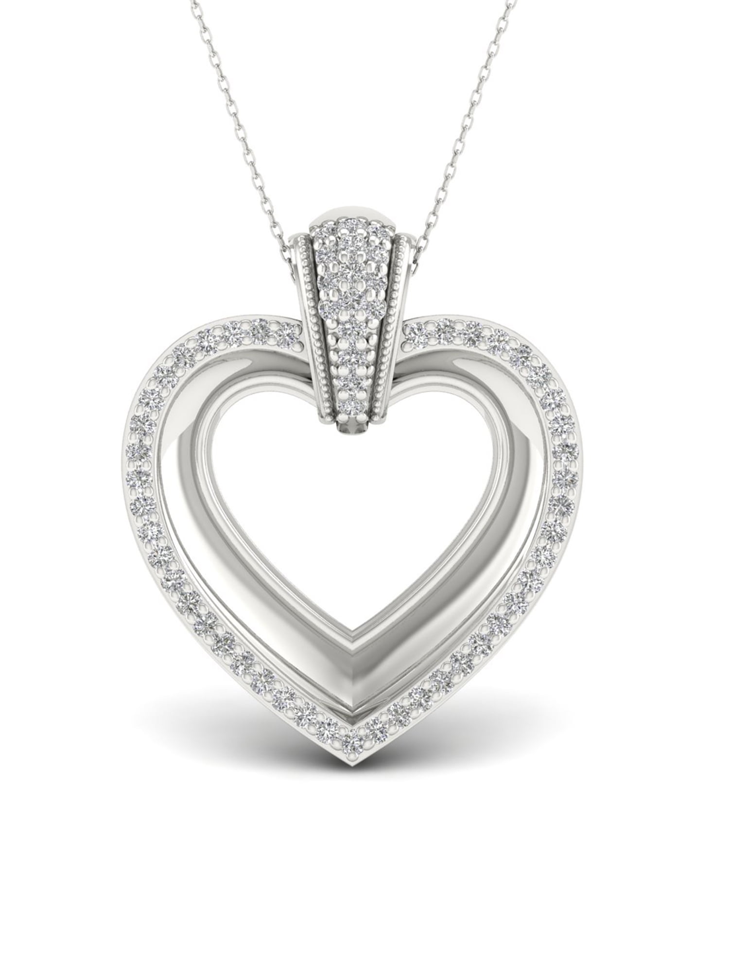 1/6ct TW Diamond Sterling Silver Heart Necklace - Walmart.com