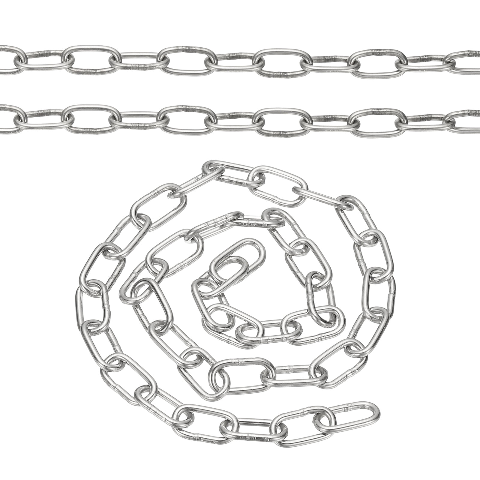 Uxcell 1.6ft SUS304 Stainless Steel Chain, 2mm Metal Chain Link 0.5 ...