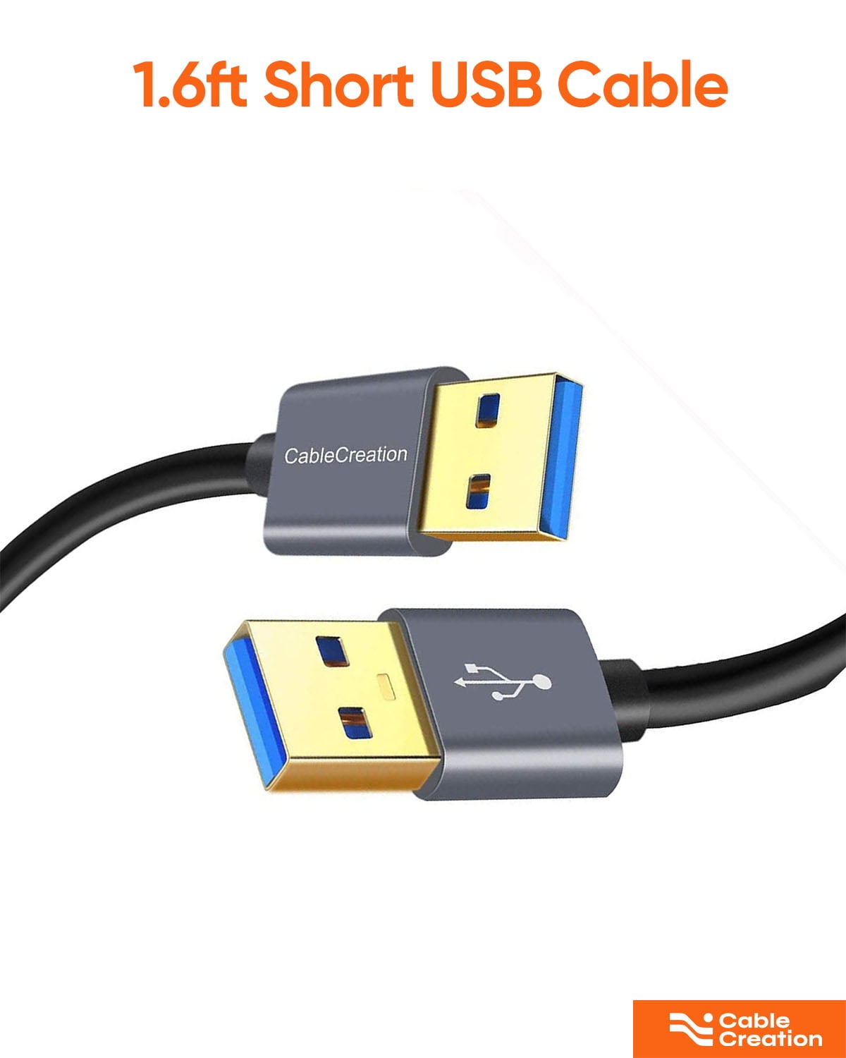 1.6ft Short USB to USB Cable, CableCreation 5G High Speed USB 3.0 A ...