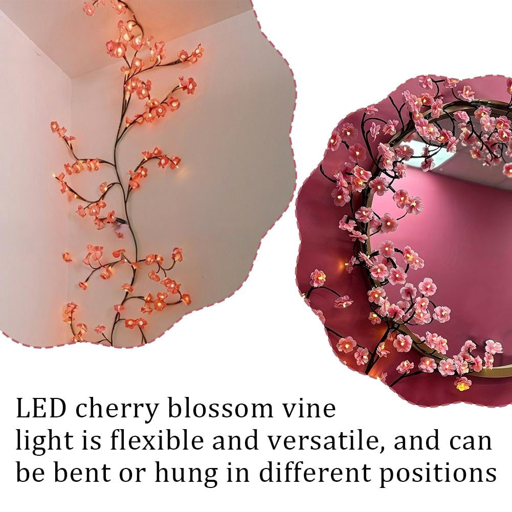 1.6m long 48-light LED tree vine with flower string USB branch flower ...