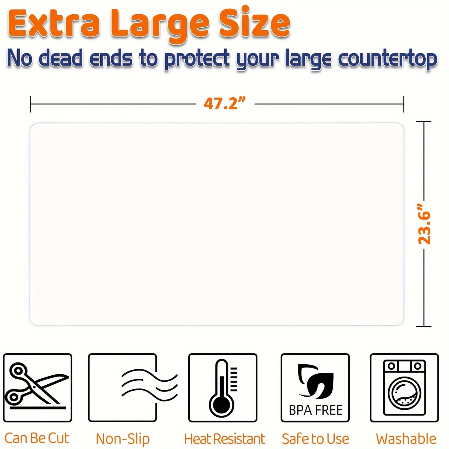 1.6mm Thick Silicone Heat Resistant Mat - Non-Slip Multipurpose Large ...