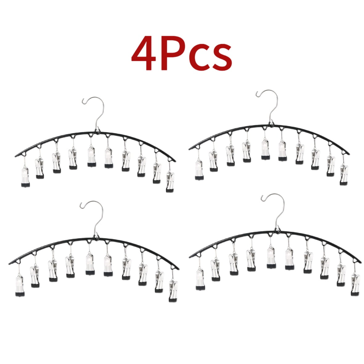 1-6pc Curved Shape Hanger With 10 Clothespins Metal Yoga Pants Hangers ...