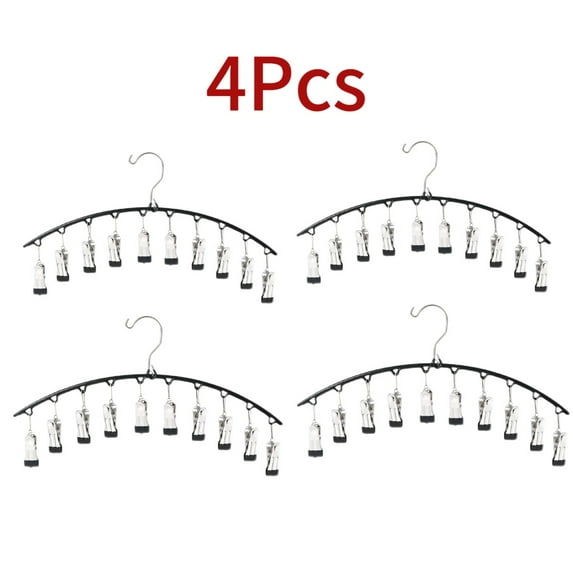 1-6pc Curved Shape Hanger With 10 Clothespins Metal Yoga Pants Hangers ...