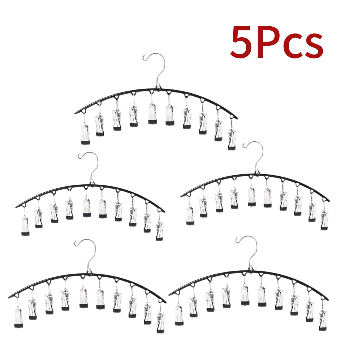 1-6pc Curved Shape Hanger With 10 Clothespins Metal Yoga Pants Hangers ...