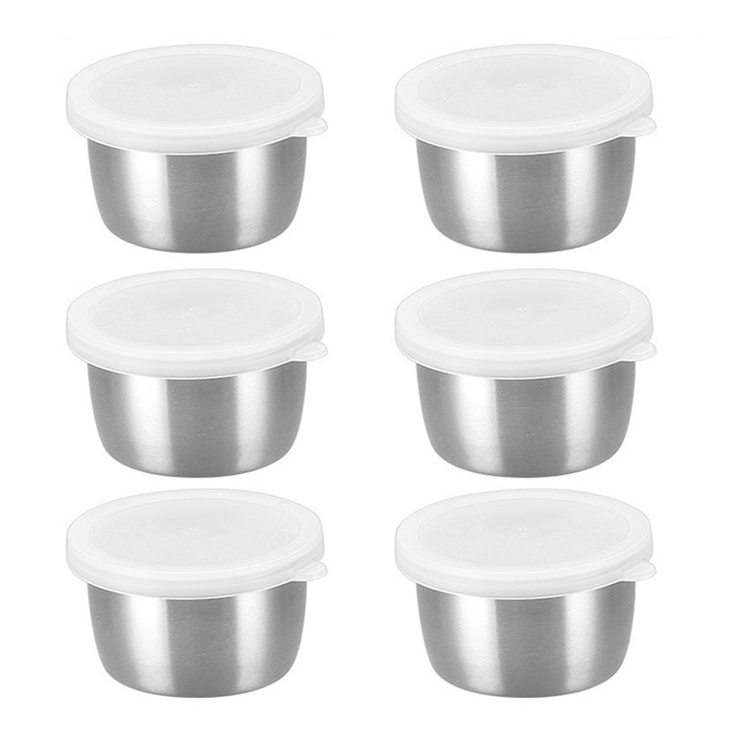 1/6pcs 40ML Salad Dressing Container Sauce Dishes Portable Stainless ...