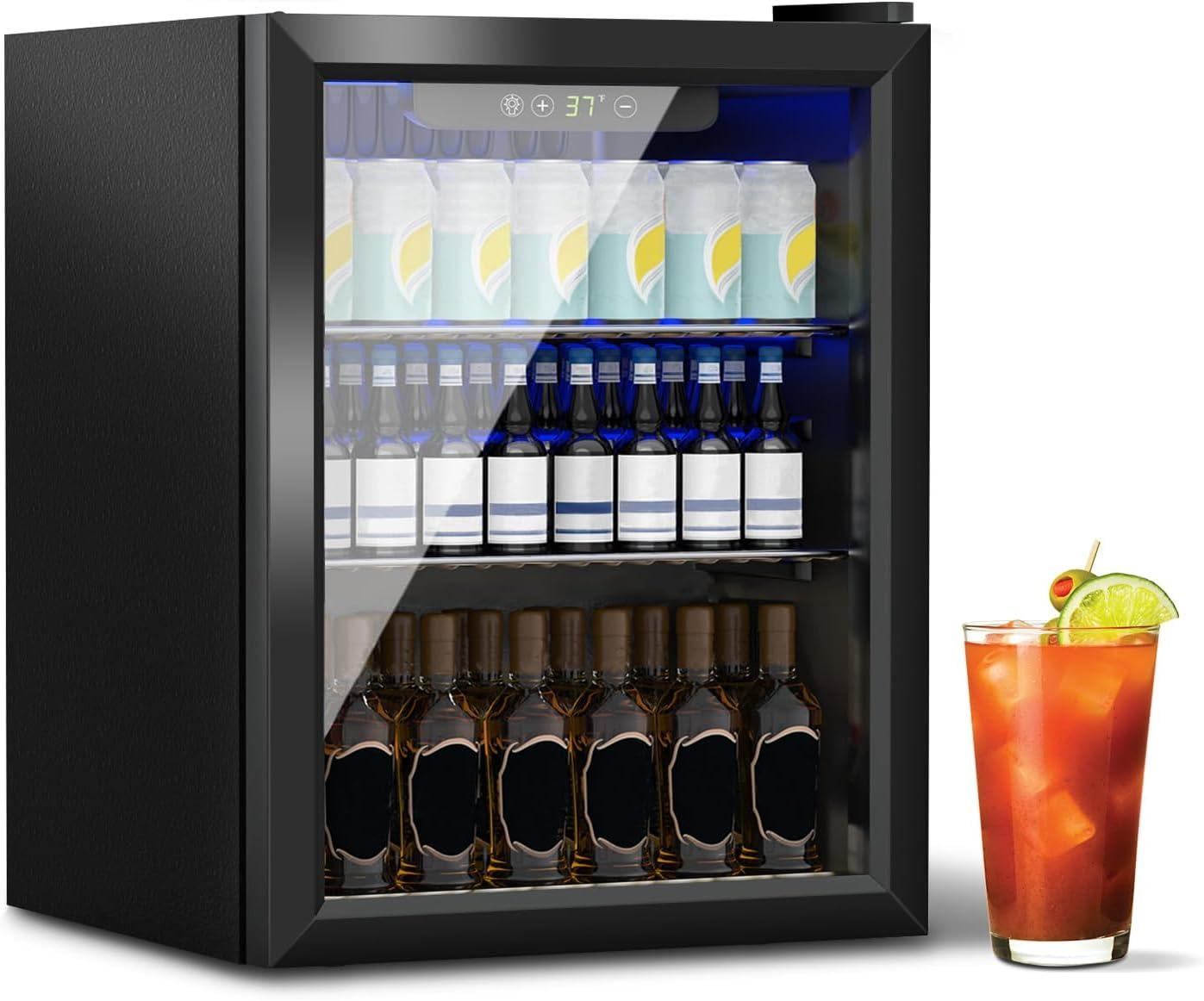 1.7 Cu.ft Beverage Refrigerator Cooler, 72 Can Drink Cooler Mini Fridge ...