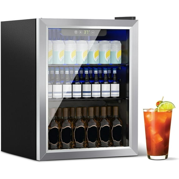 1.7 Cu.ft Beverage Refrigerator Cooler, 72 Can Drink Cooler Mini Fridge ...