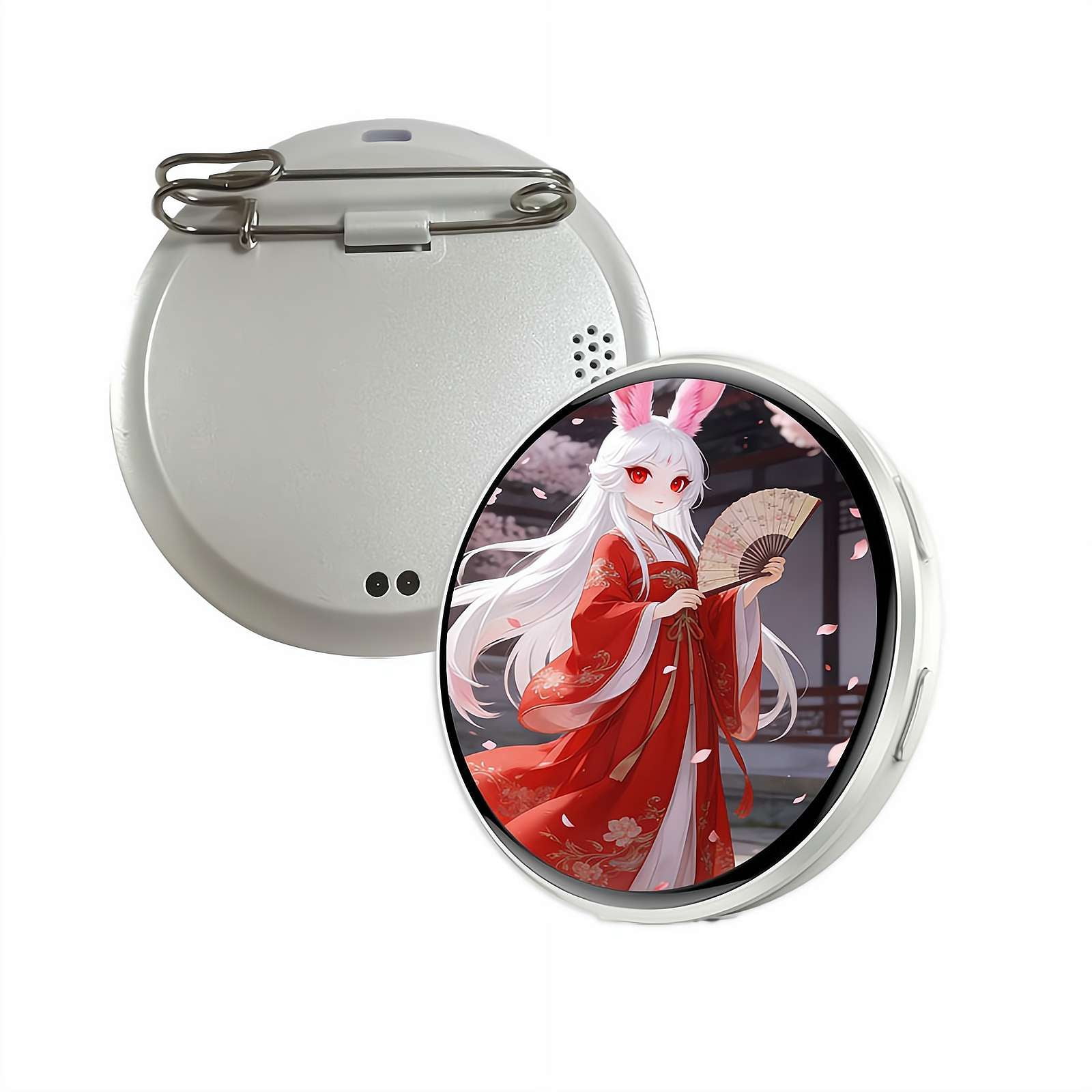 1.7-Inch Touchscreen Digital Badge Pin, HD Round E-Badge with Bluetooth ...