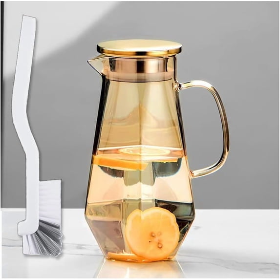 1.7 Liter/58oz Glass Pitcher with Lid Water Carafe Jug with Spout ...