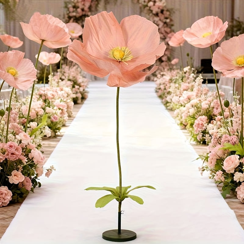 1/7 Pcs Giant Artificial Poppy Flowers, Fake Floral Decor for Wedding ...