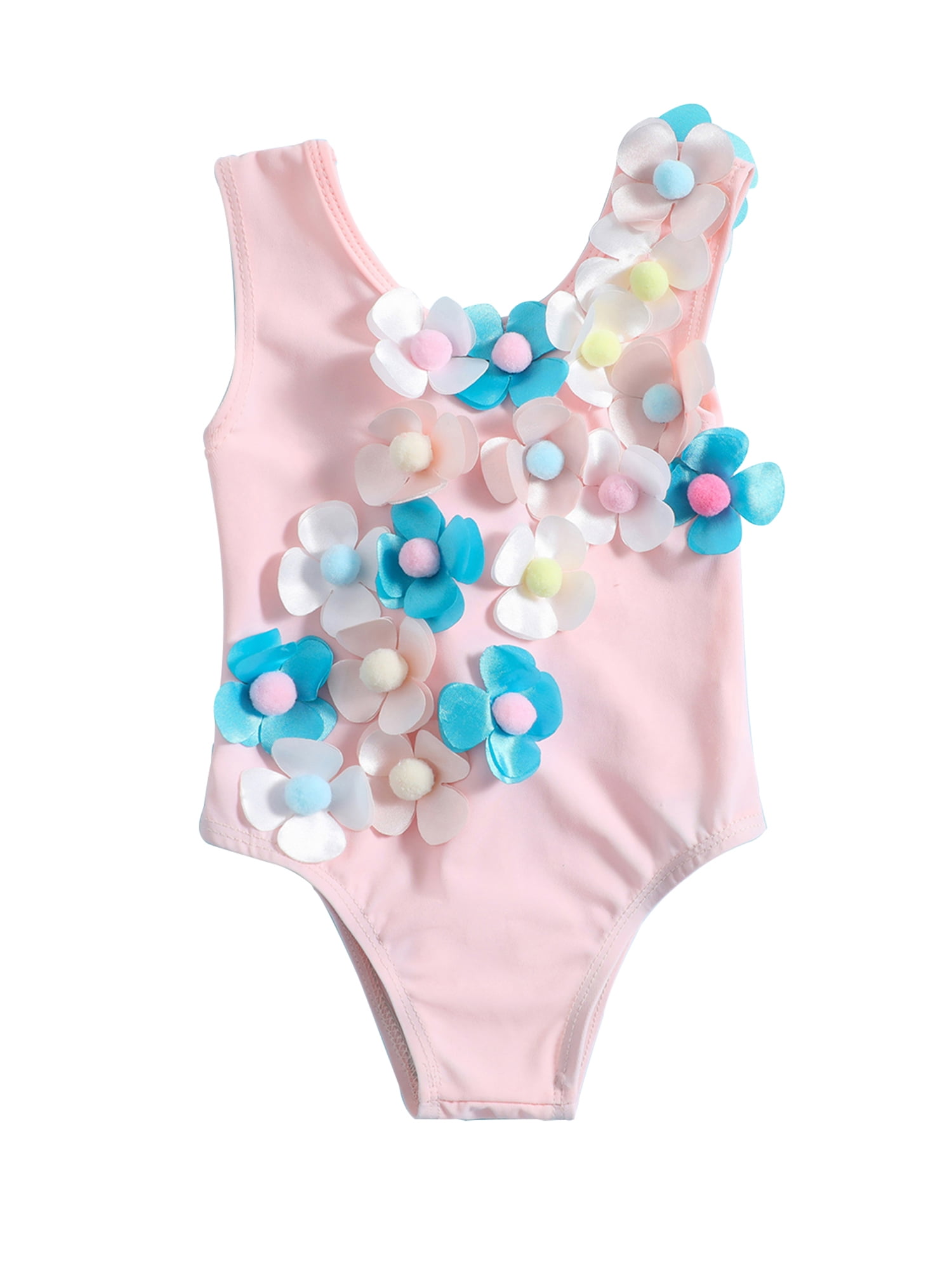 1-7 Years Kid Toddler Girls Swimsuit Sleeveless 3D Flower One Piece ...