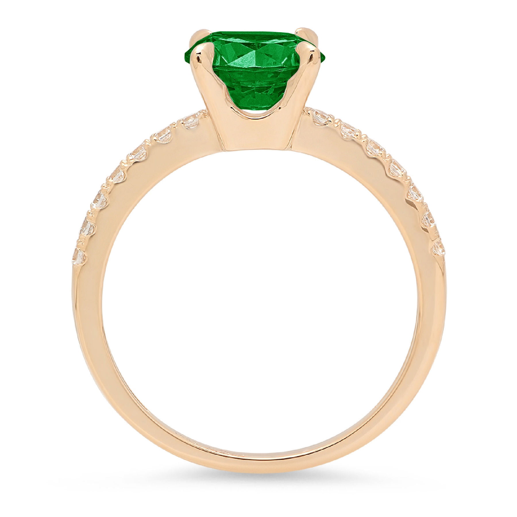 1.71 ct Round Cut Simulated Emerald Solitaire with Accents Engagement ...