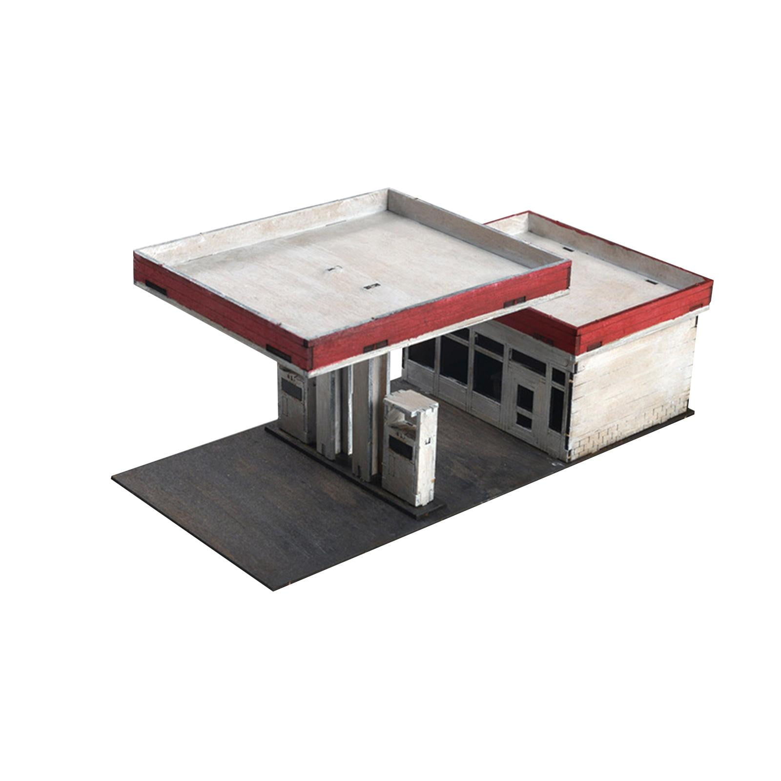1:72 1:64 Gas Station Model Building Kits for Sand Table Model Railway ...