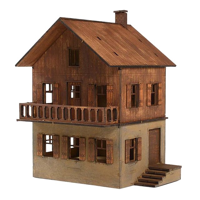 1/72 House Model Kits, DIY Wooden House Assemble, Handmade 1/72 ...