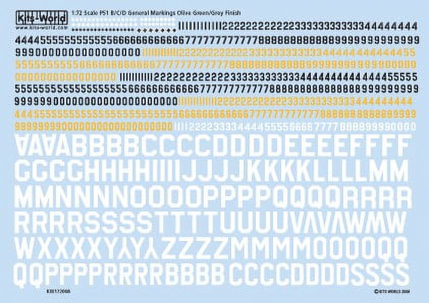 1/72 P51 Lettering, Numbers, Kill Markings for Camouflage Finish ...