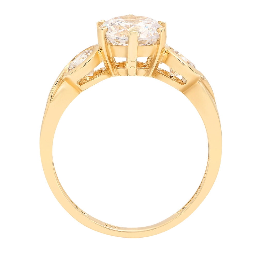 1.72 ct Round Cut Moissanite Three-Stone Engagement Ring for Women in 18K Yellow Gold - Walmart.com