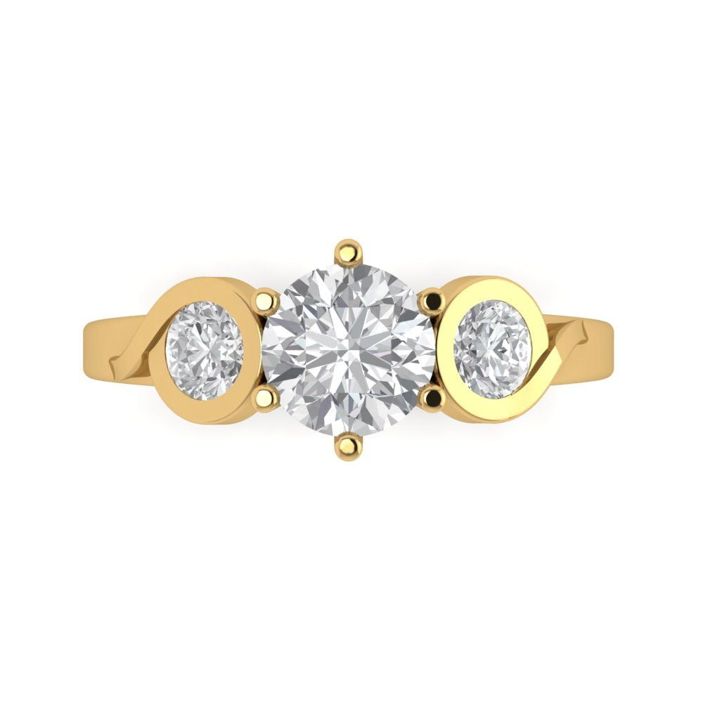 1.72 ct Round Cut Moissanite Three-Stone Engagement Ring for Women in 18K Yellow Gold - Walmart.com
