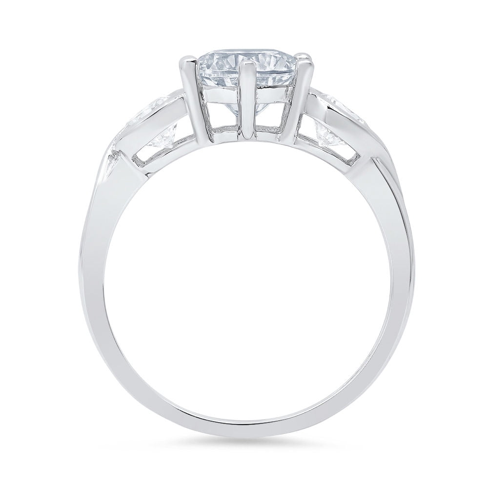 1.72 ct Round Cut Natural Swiss Blue Topaz Three-Stone Engagement Ring ...