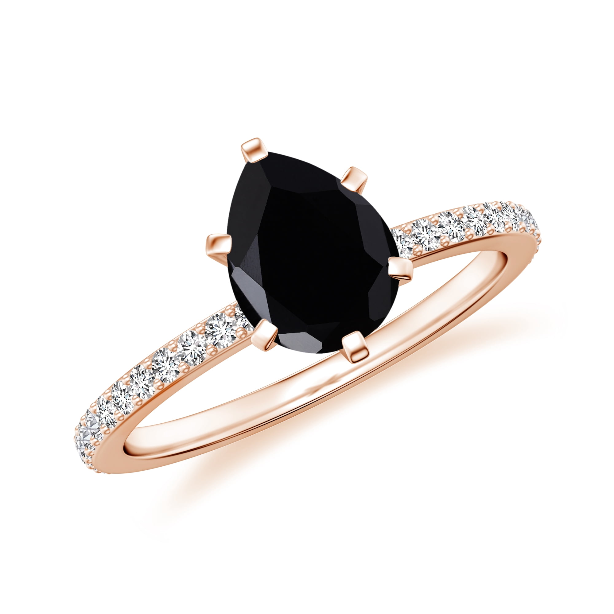1.74 CT Black Onyx Moissanite Ring Side Stone Engagement Ring in ...