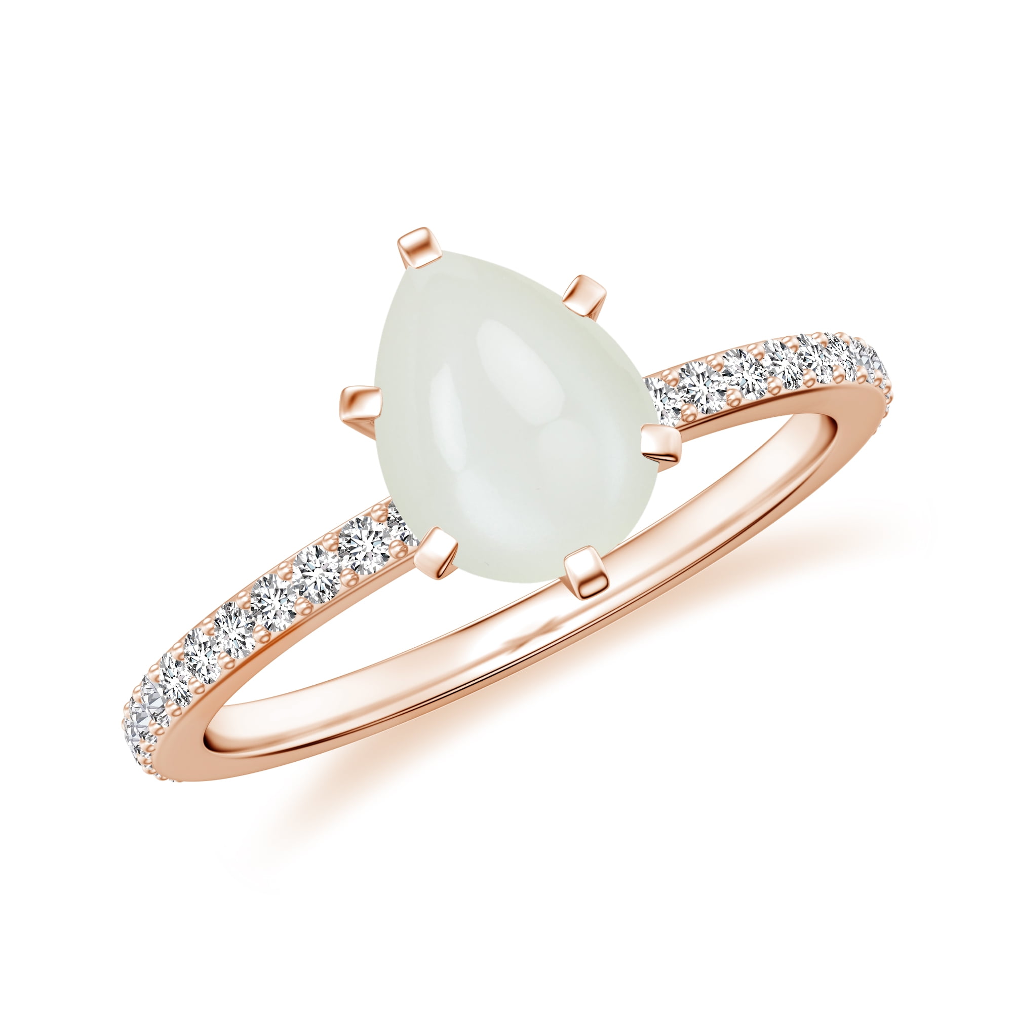 1.74 CT Moonstone Moissanite Ring Side Stone Engagement Ring in ...