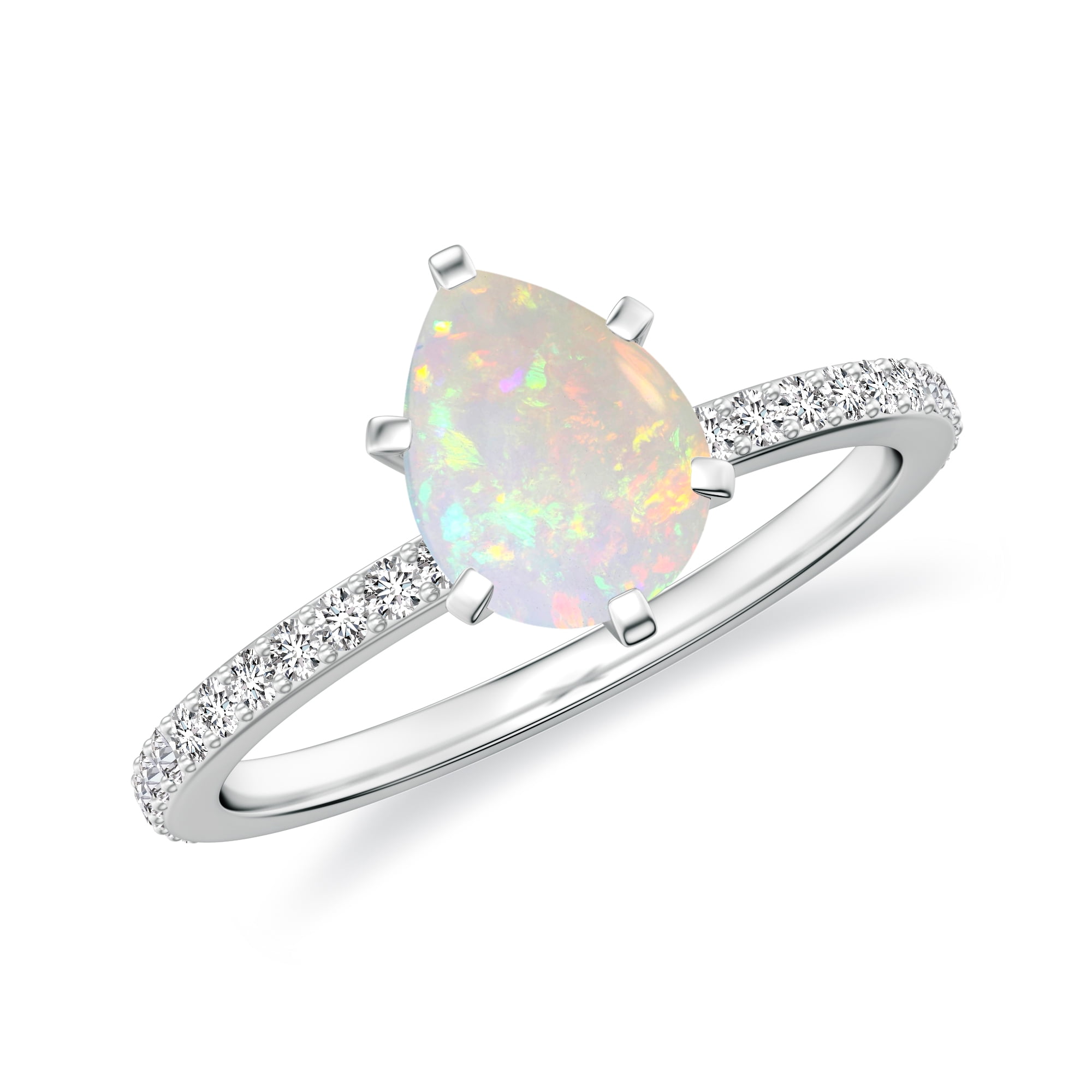 1.74 CT Opal Moissanite Ring Side Stone Engagement Ring in Sterling ...
