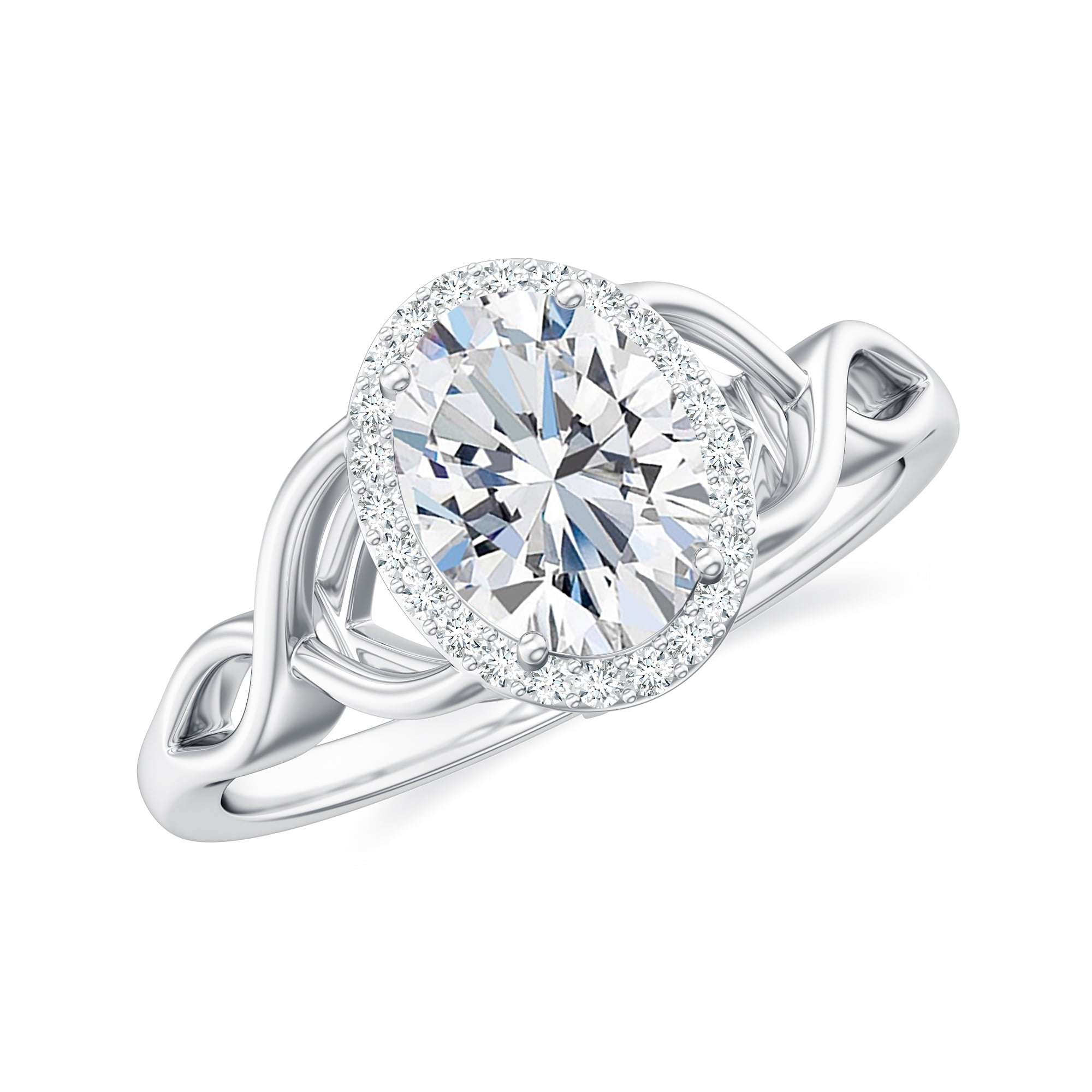 1.74 CT Oval Shaped Vintage Moissanite Engagement Ring in Sterling Silver/ White Gold Plated ...