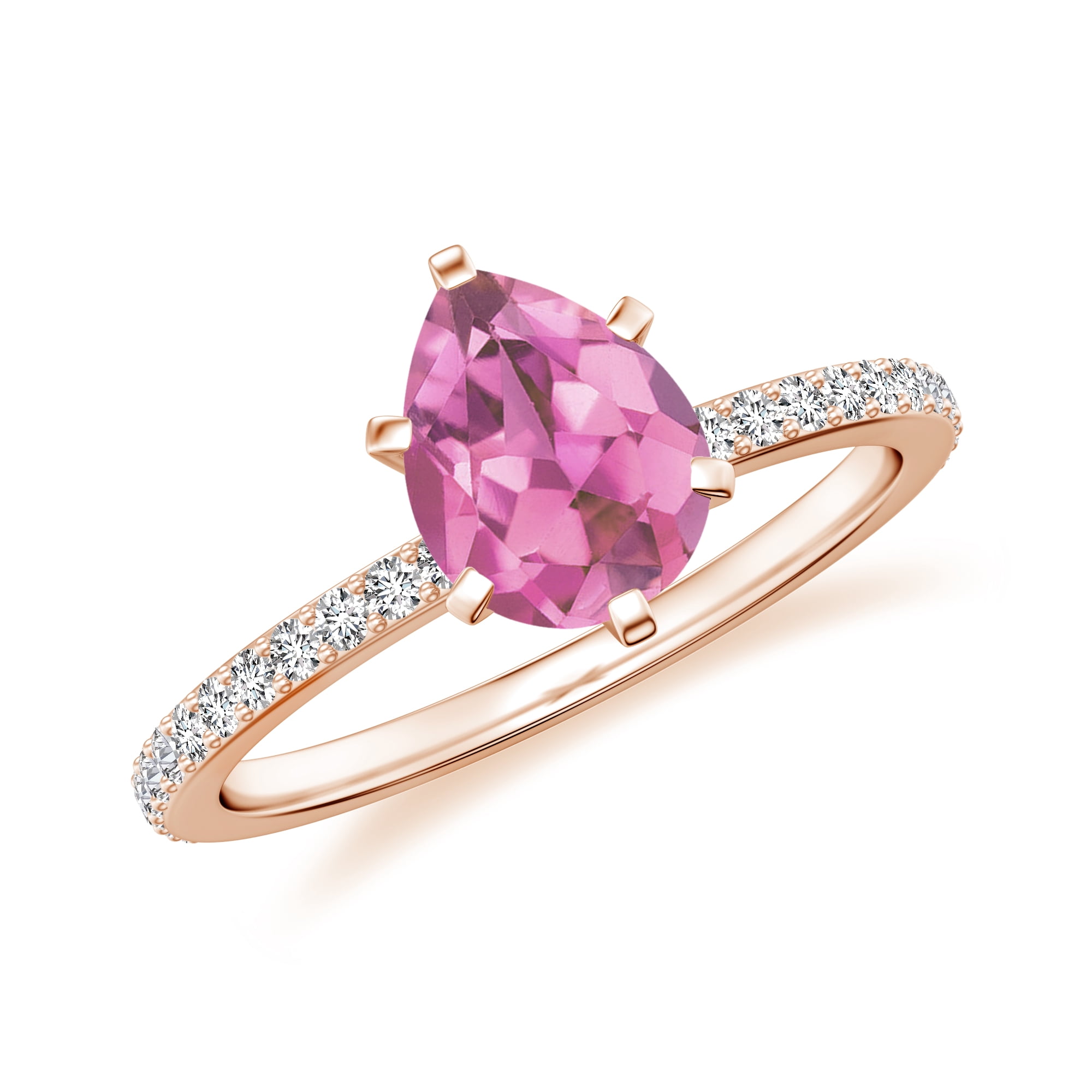 1.74 CT Pink Tourmaline Moissanite Ring Side Stone Engagement Ring in ...