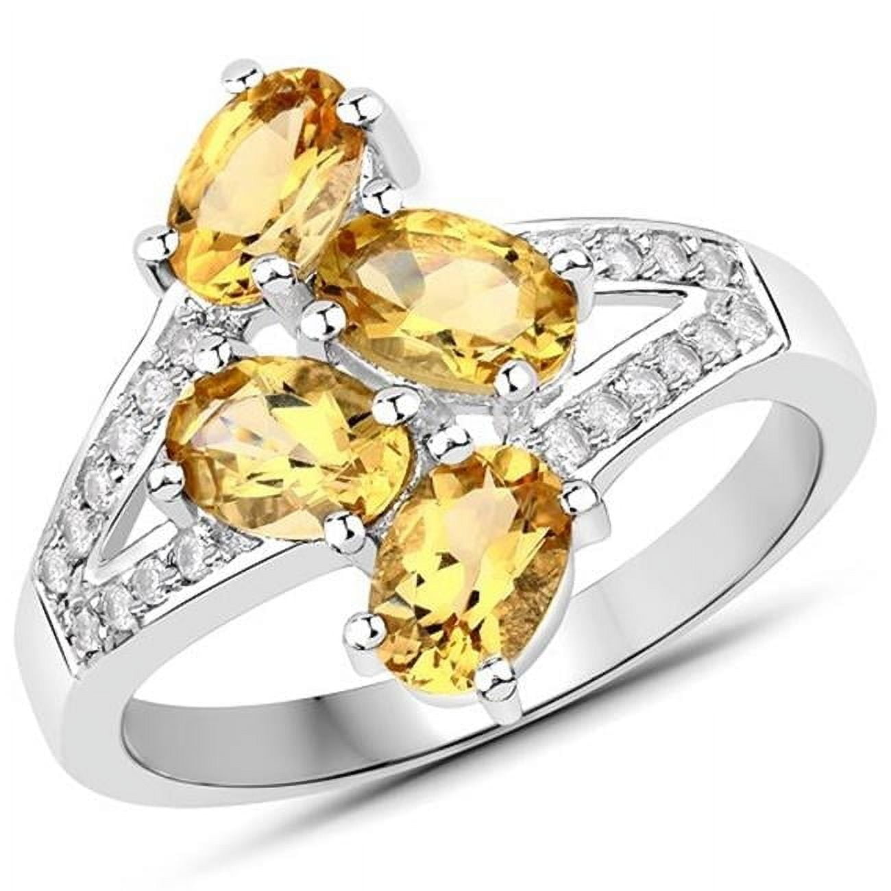 1.74 Carat Genuine Yellow Beryl and White Zircon .925 Sterling Silver ...