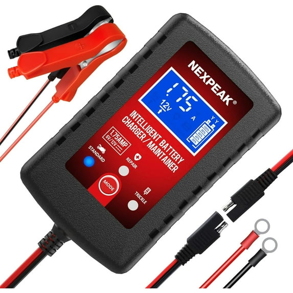 1.75-Amp Car Battery Charger, 6V and 12V Smart Fully Automatic Battery ...