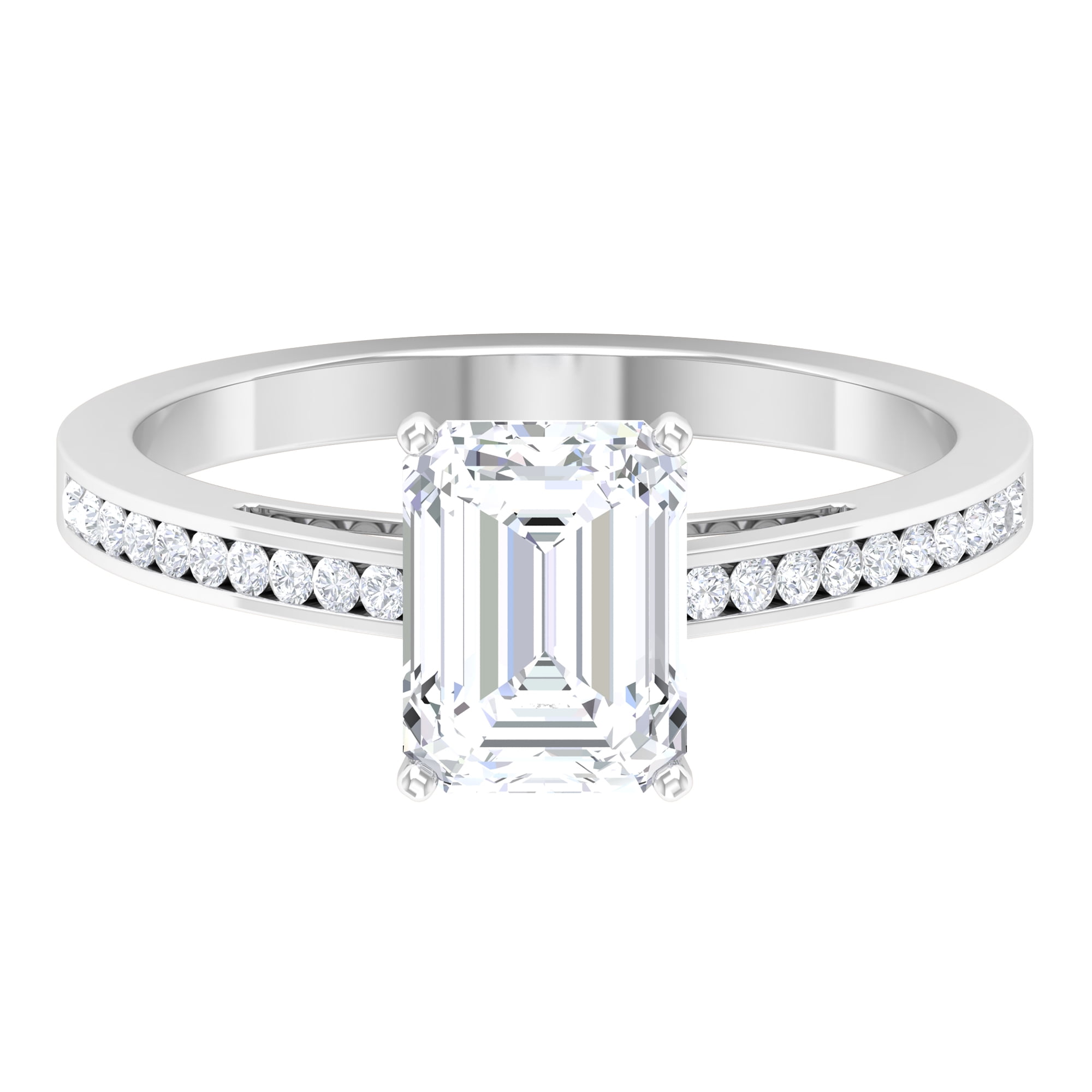 Rosec Jewels 1.75 CT Octagon Cut Moissanite Solitaire Ring in 4 Prong ...