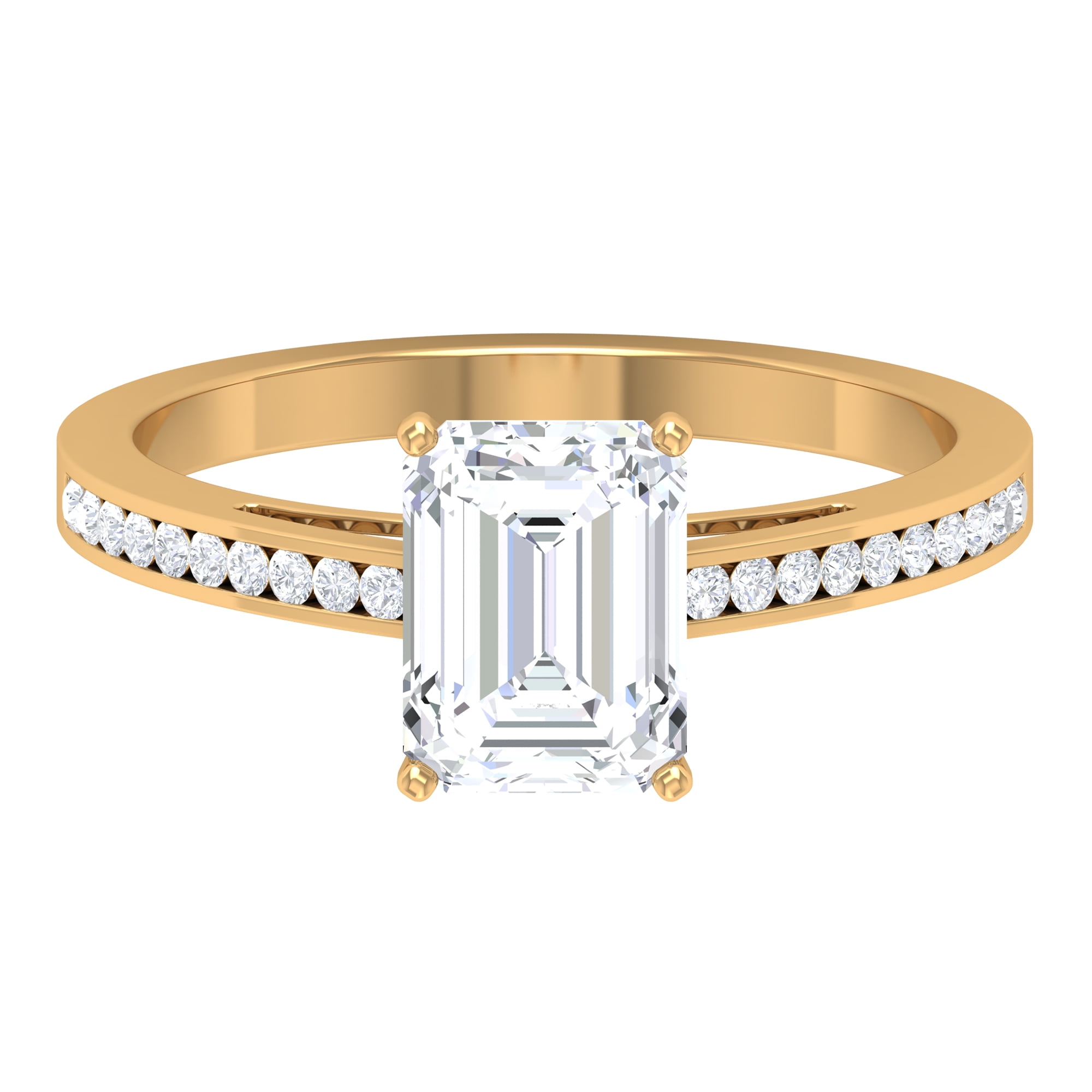Rosec Jewels Certified Moissanite Emerald Cut Engagement Ring 2 Carat ...