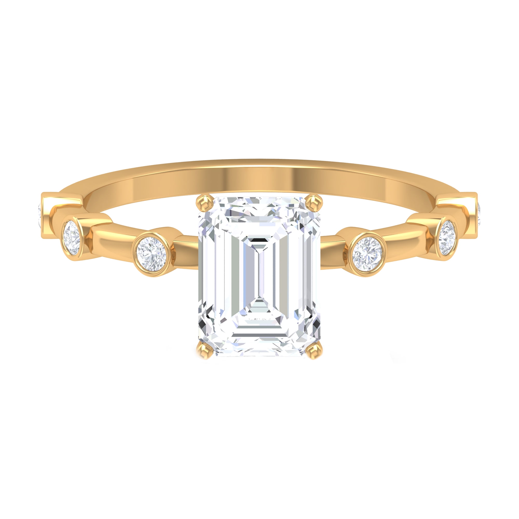 1.75 CT Octagon Cut Solitaire Moissanite Ring in 4 Prong Peg Head ...