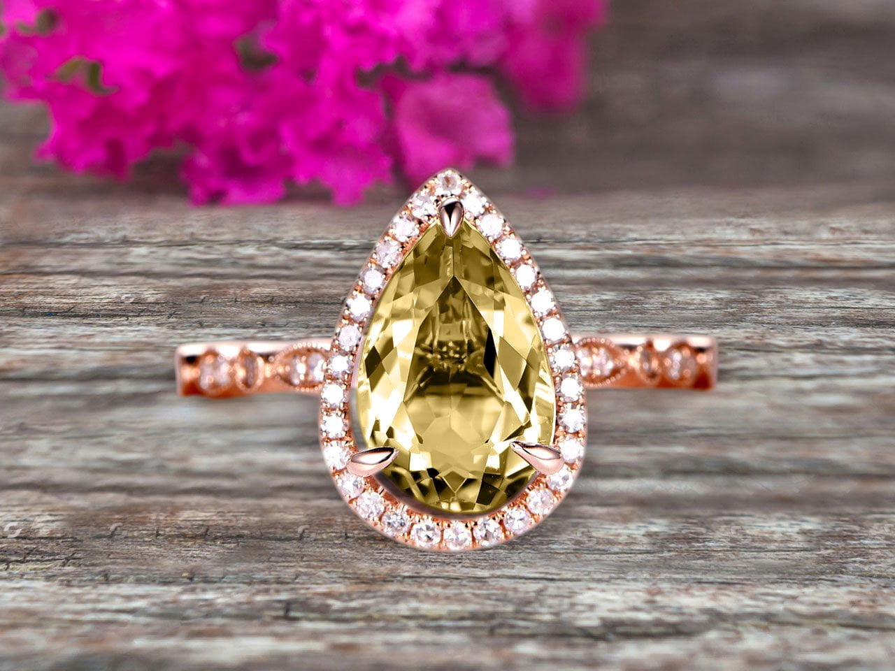 1.75 Carat 8x5mm Pear Shape Champagne Diamond Moissanite Engagement ...