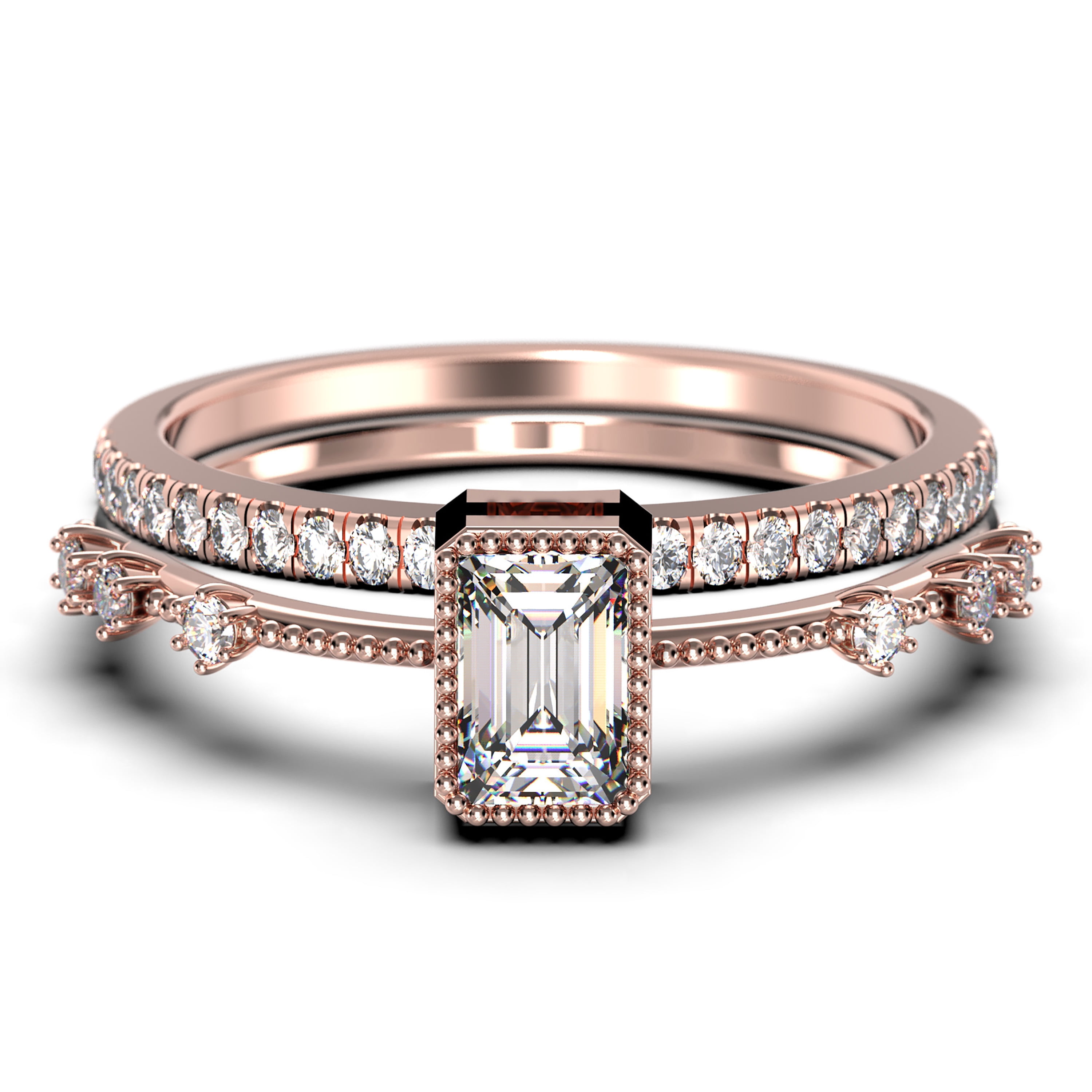 1.75 Carat Emerald Cut Diamond Moissanite Thin Engagement Ring, Slim ...