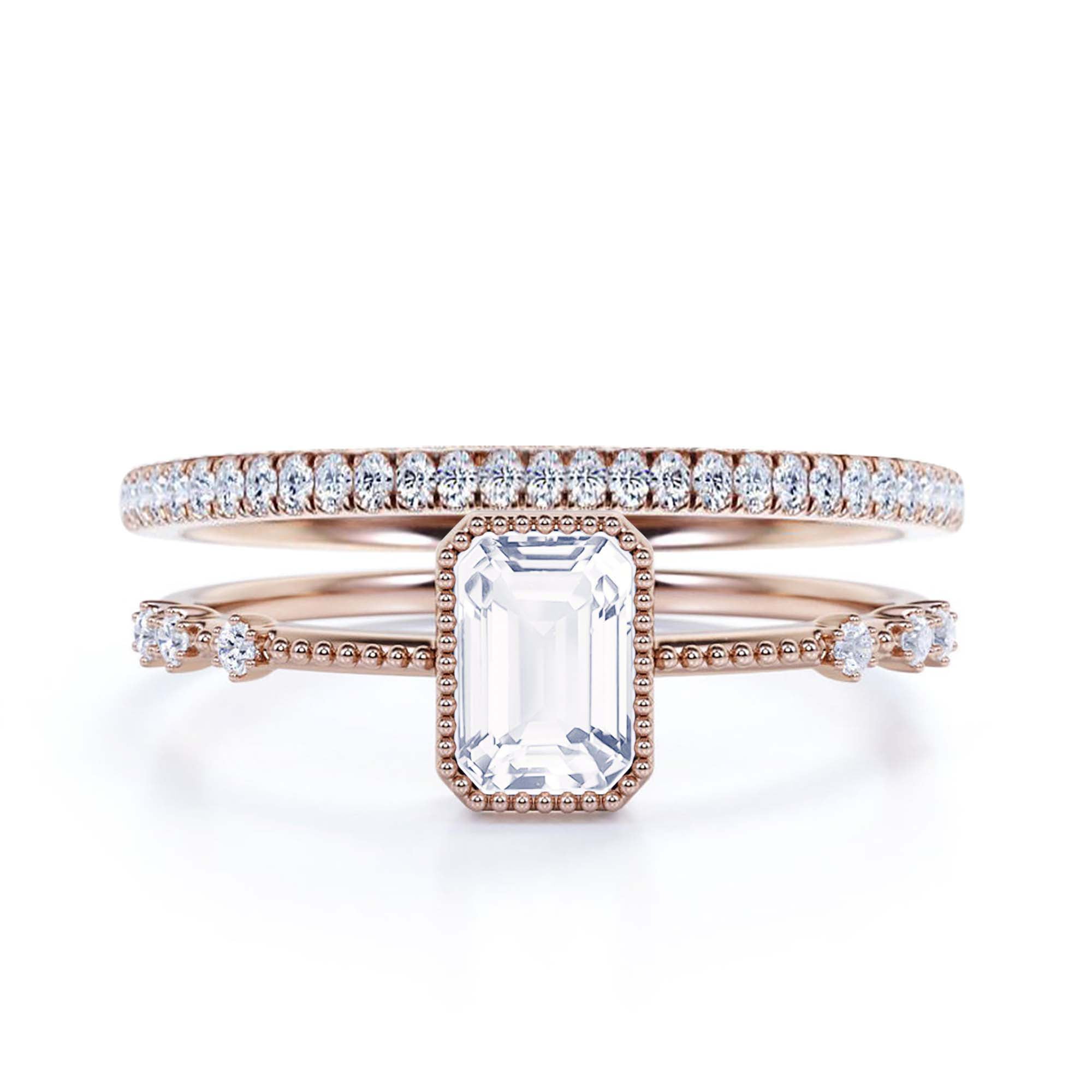 1.75 Carat Emerald Cut Diamond Moissanite Thin Engagement Ring, Slim ...