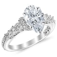 1.75 Ctw 14K White Gold Designer Four Prong Pave Set Round GIA ...