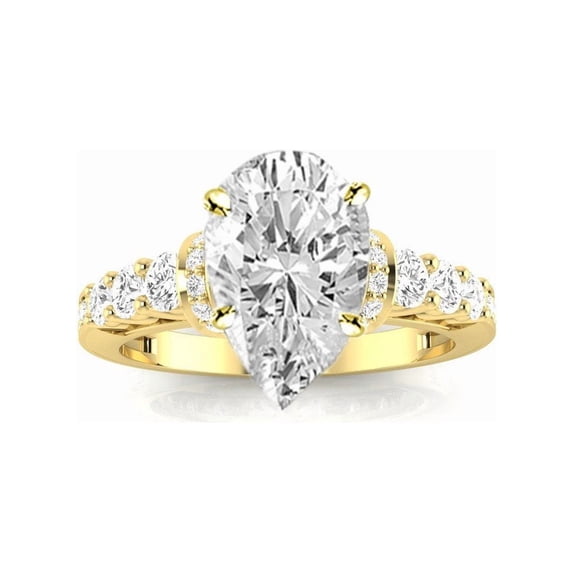 1.75 Ctw 14K Yellow Gold Designer Four Prong Pave Set Round Diamonds ...