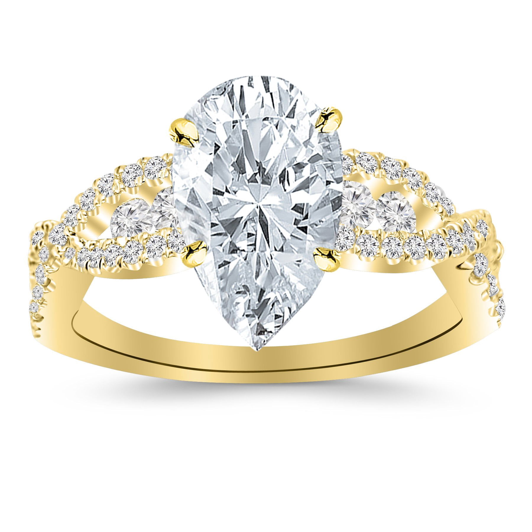 1.75 Ctw 14K Yellow Gold Designer Twisting Eternity Channel Set Four ...