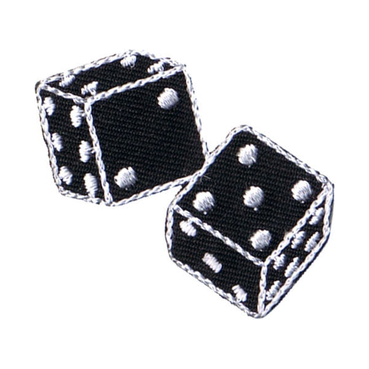 1.75 INCH Black Dice Patch Gaming Gambling Lucky Embroidered Iron On ...