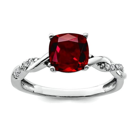 1.75 To 3mm 925 Sterling Silver Rhodium Plated Created Ruby and Diamond ...