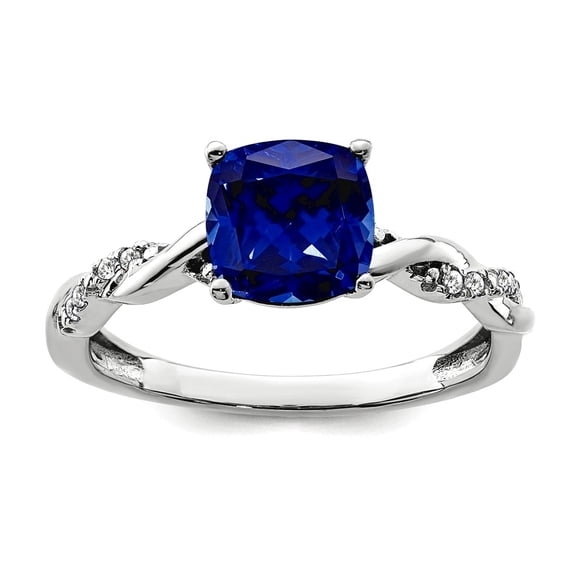 1.75 To 3mm 925 Sterling Silver Rhodium Plated Created Sapphire and ...