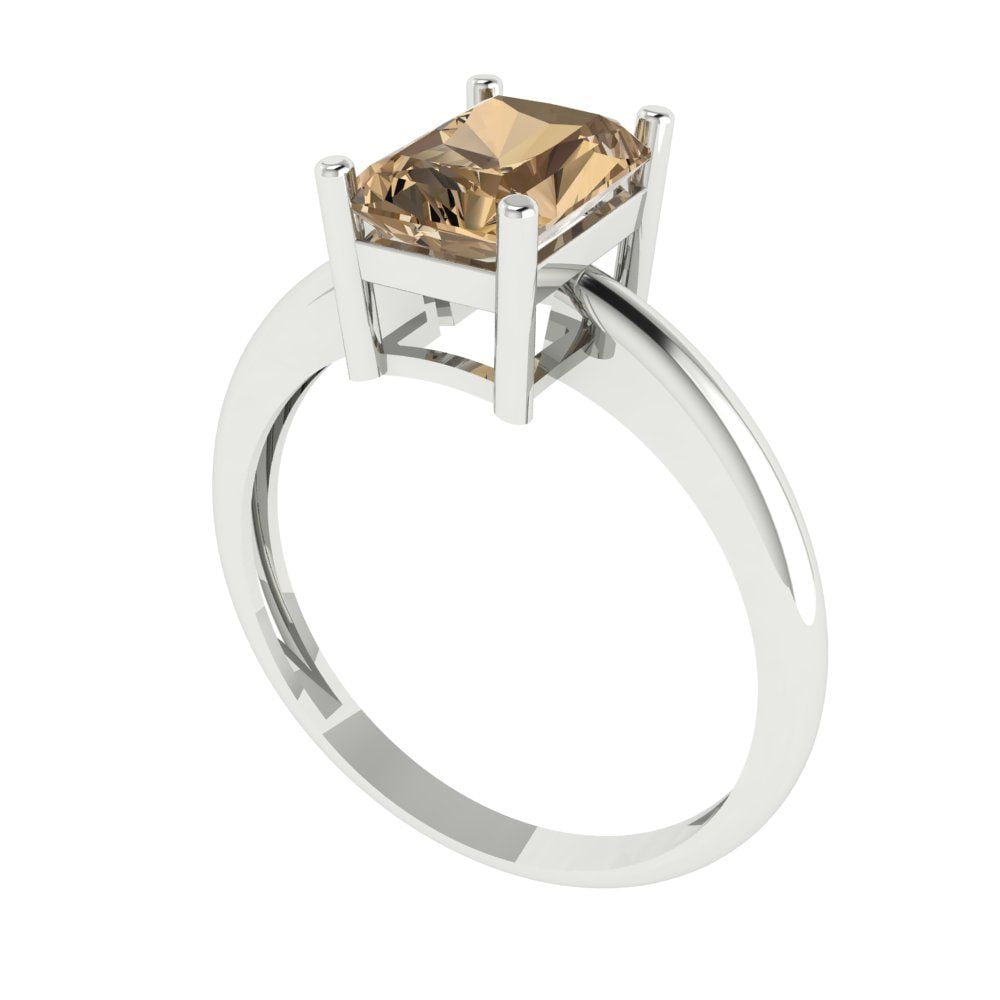 1.75 ct Brilliant Radiant Cut VVS1 Clear Zircon 18K White Solid Gold ...